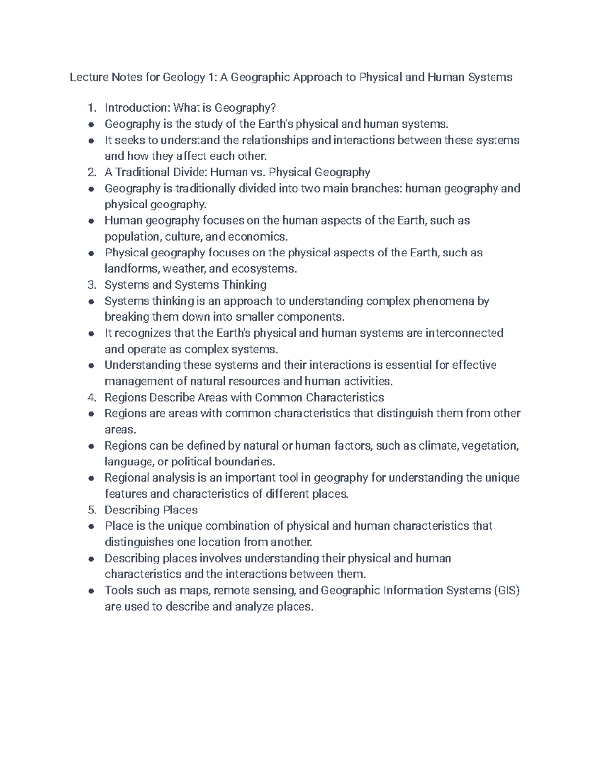 Geo 1 - Notes for chapter 1 - Lecture Notes for Geology 1: A Geographic ...