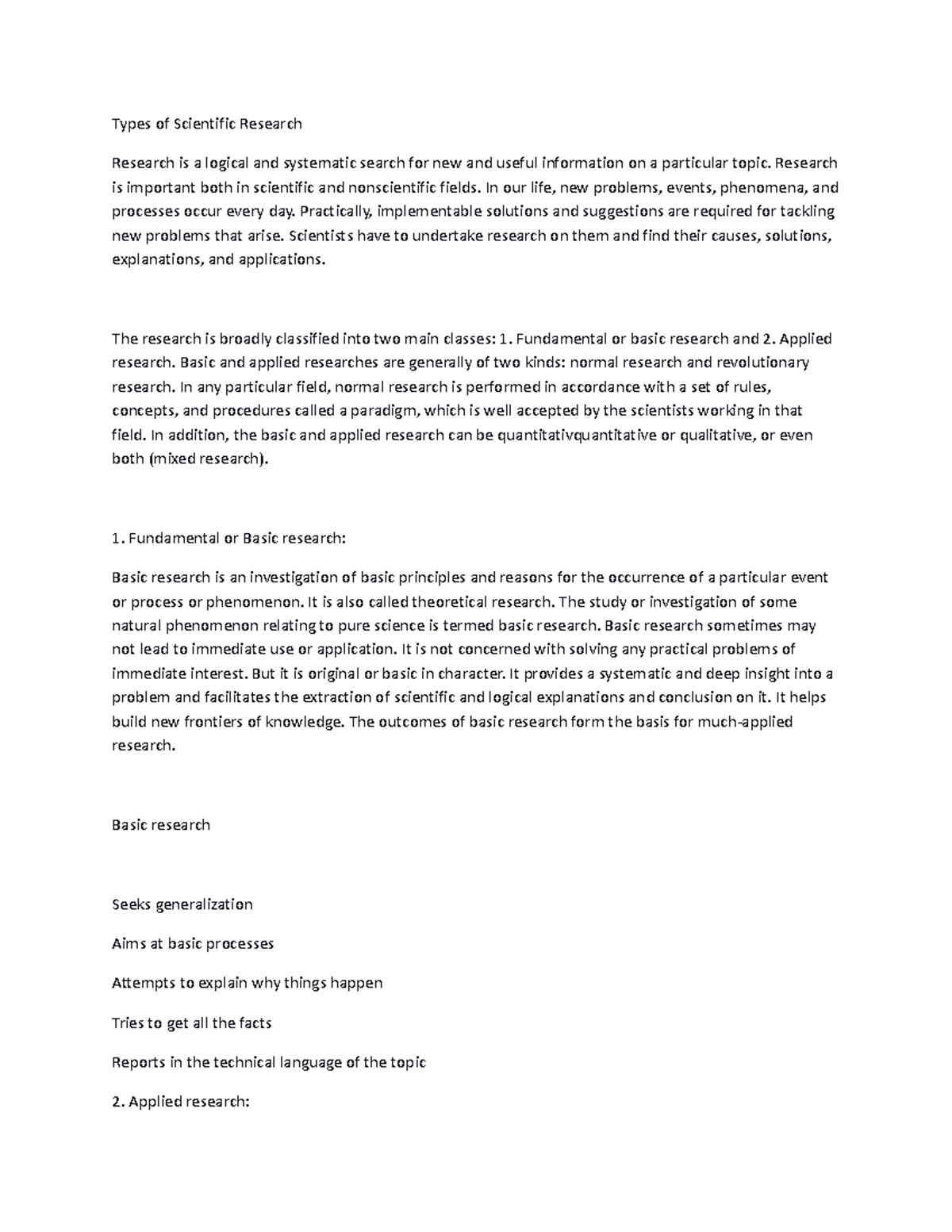 Types of research - asslxnc - Types of Scientific Research Research is ...