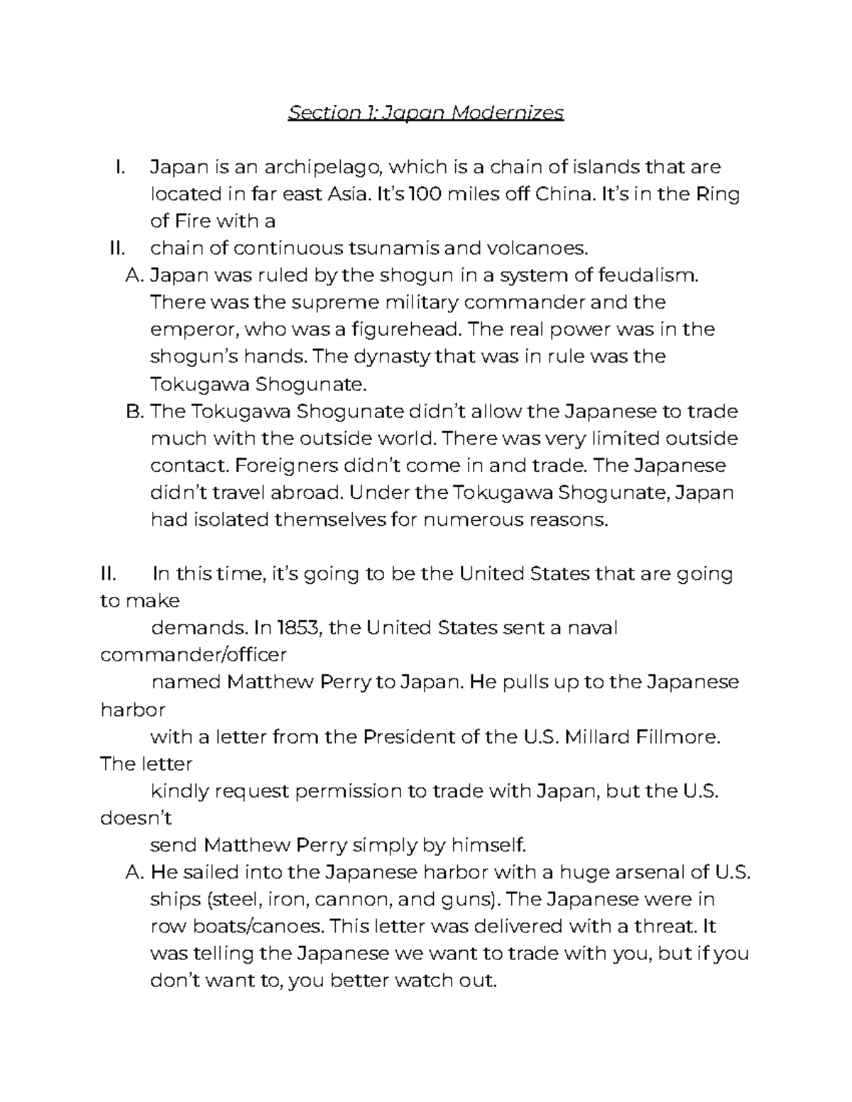 Chapter 13 Section 4 - Lecture notes - Section 1: Japan Modernizes I ...
