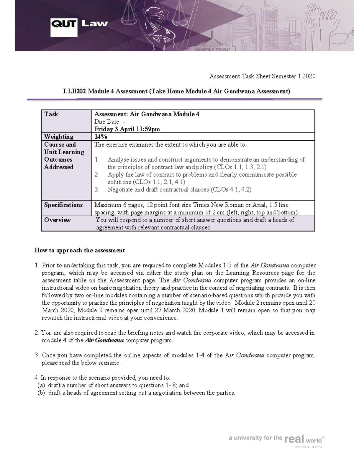 Module 4 Assessment Task Sheet and CRA - Warning: TT: undefined function: 32 Assessment Task ...
