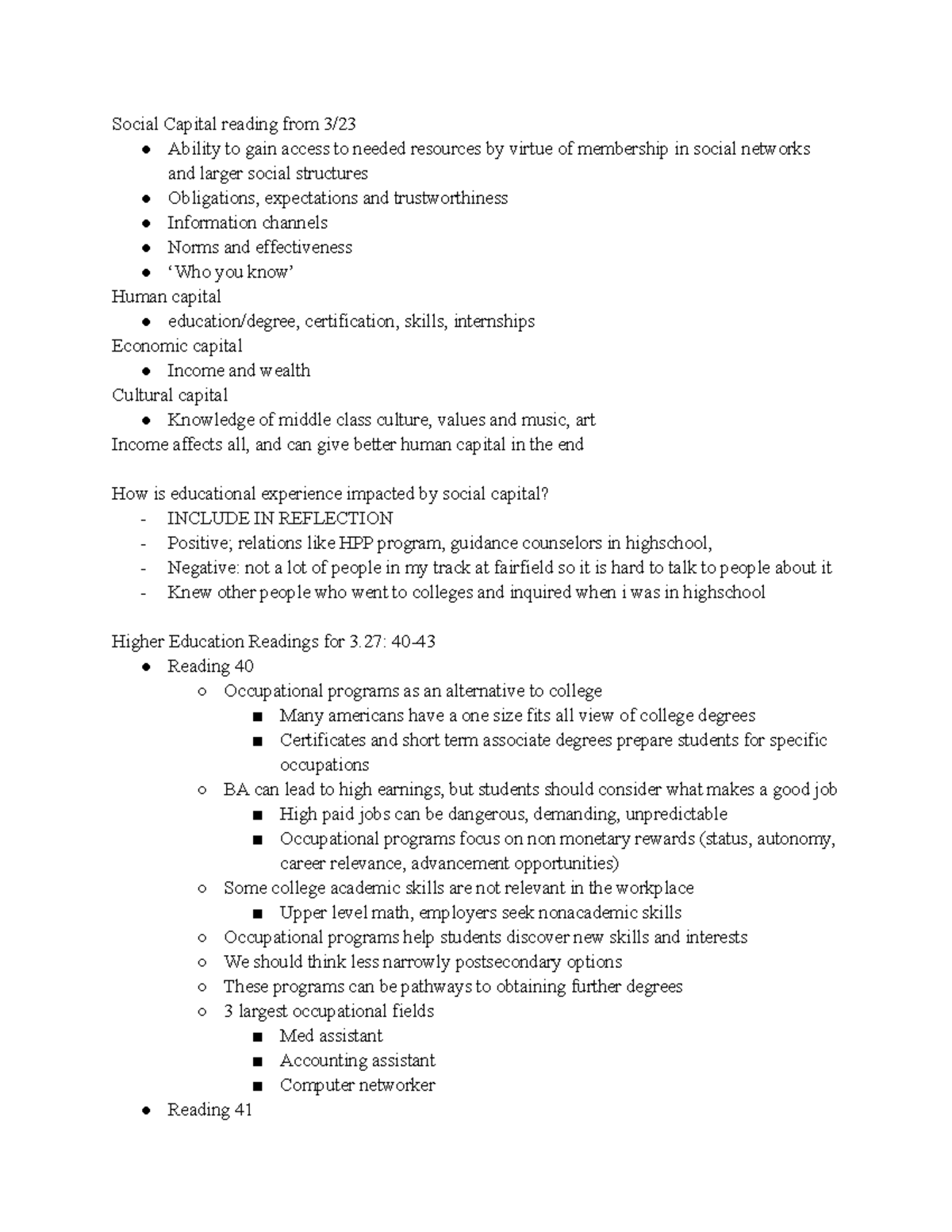 SOCI 2300 In Class 3 27 - Lecture - Social Capital reading from 3 ...