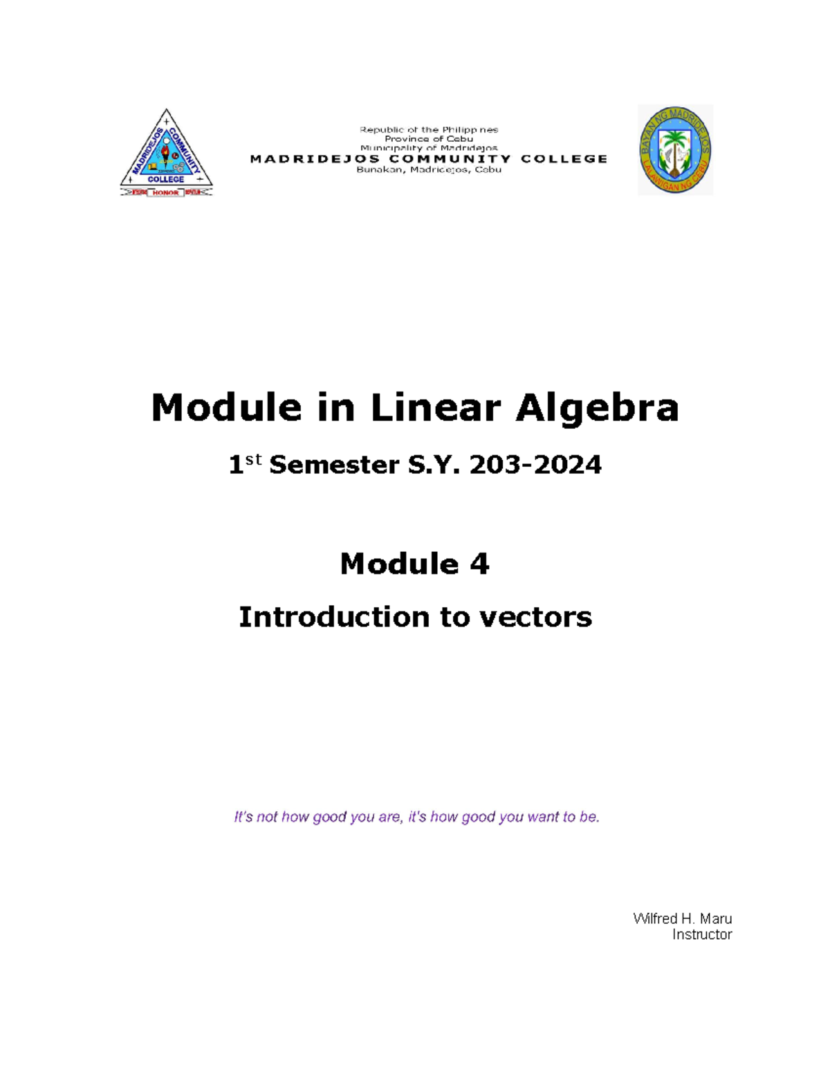 Linear Algebra Module 4 - Module in Linear Algebra 1 st Semester S. 203 ...