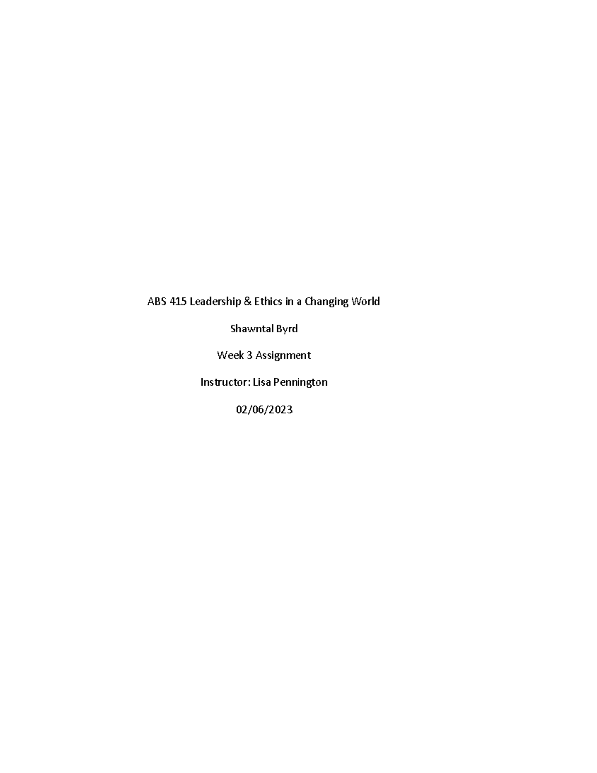 ABS 415 Week 3 Assignment Employee Motivation - ABS 415 Leadership ...