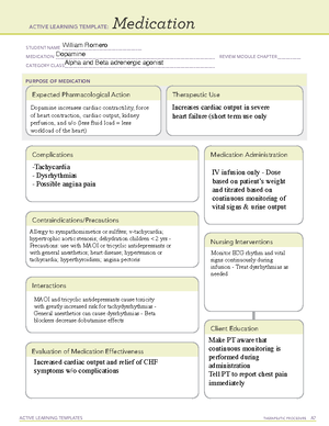 Potassium med sheet - ACTIVE LEARNING TEMPLATES TherapeuTic procedure A ...