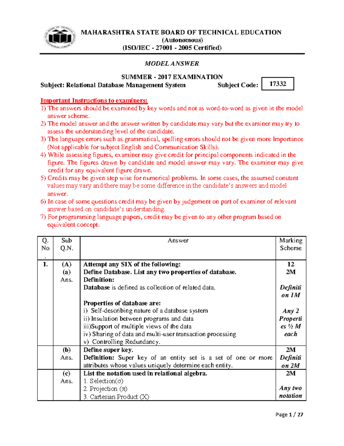 17332 2017 Summer Model Answer Paper - (Autonomous) (ISO/IEC - 27001 ...
