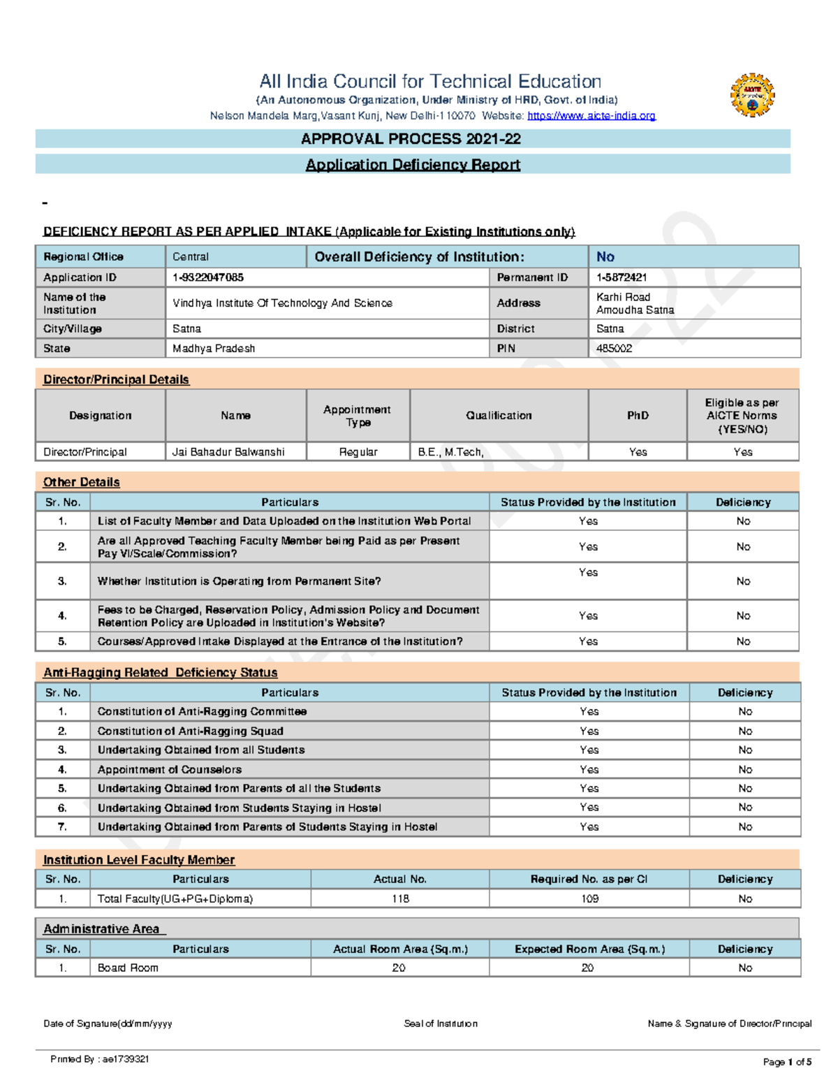 Deficiency Report 21-22 VITS - Deficiency 2021- Date of Signature(dd/mm ...