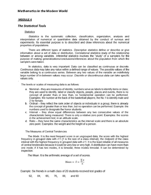 MMW- Module 3 - Mathematics in the Modern World MODULE 3 THE NATURE OF ...