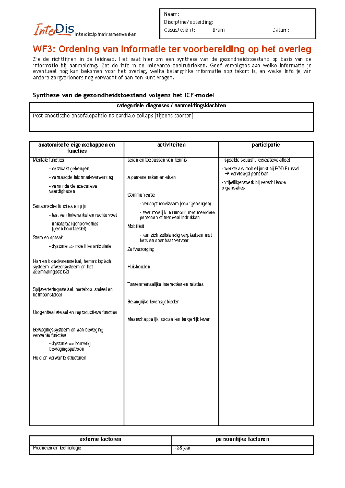 WF3 ICF Bram - ingevuld - Interdisciplinair samenwerken WF3: Ordening ...