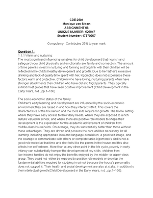 CDE3701 - Unisa - Child development - Studocu