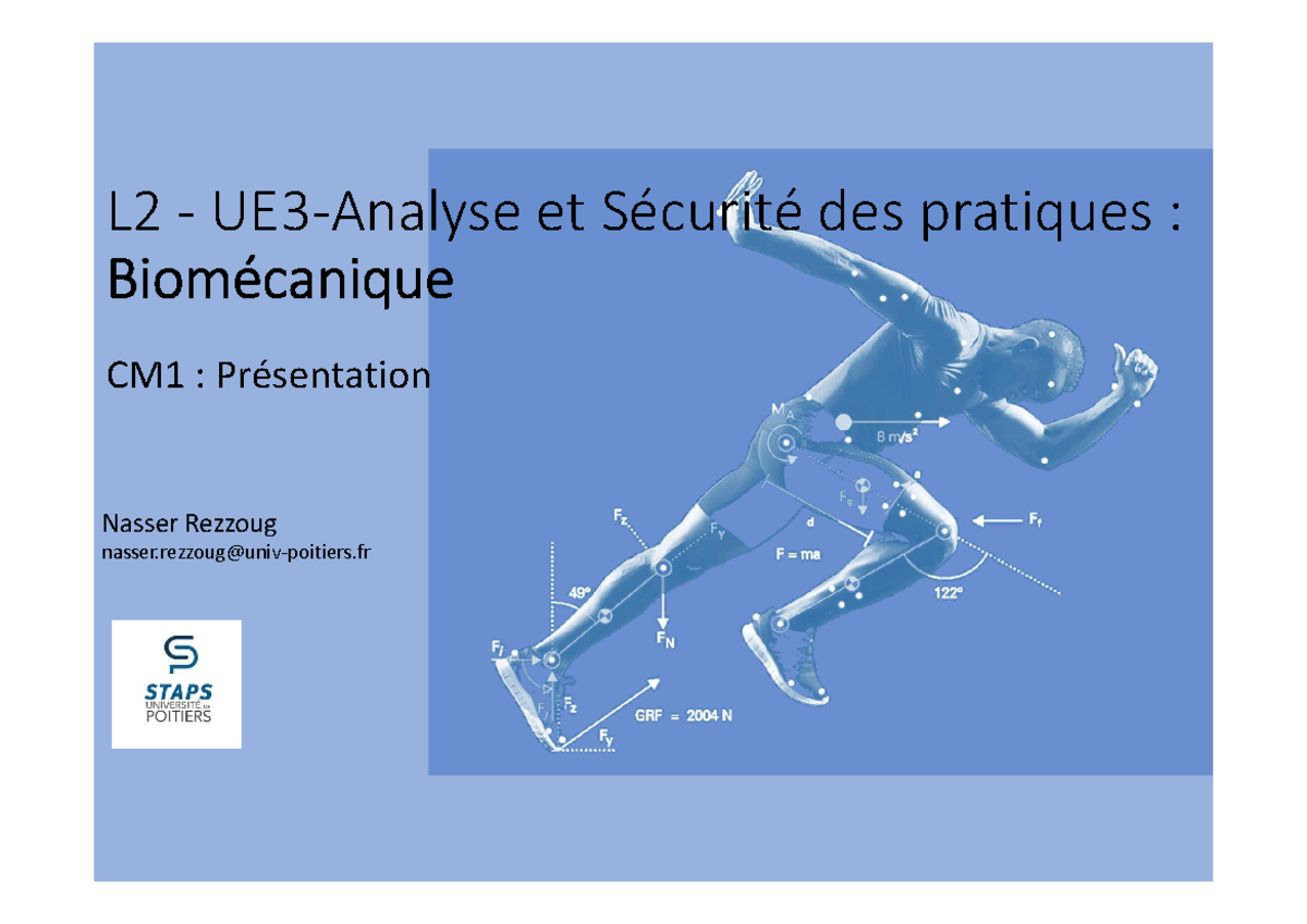 L2 - 2024-2025 - Biom Ã©canique - CM1-2 - L2 - UE3-Analyse et Sécurité des pratiques ...