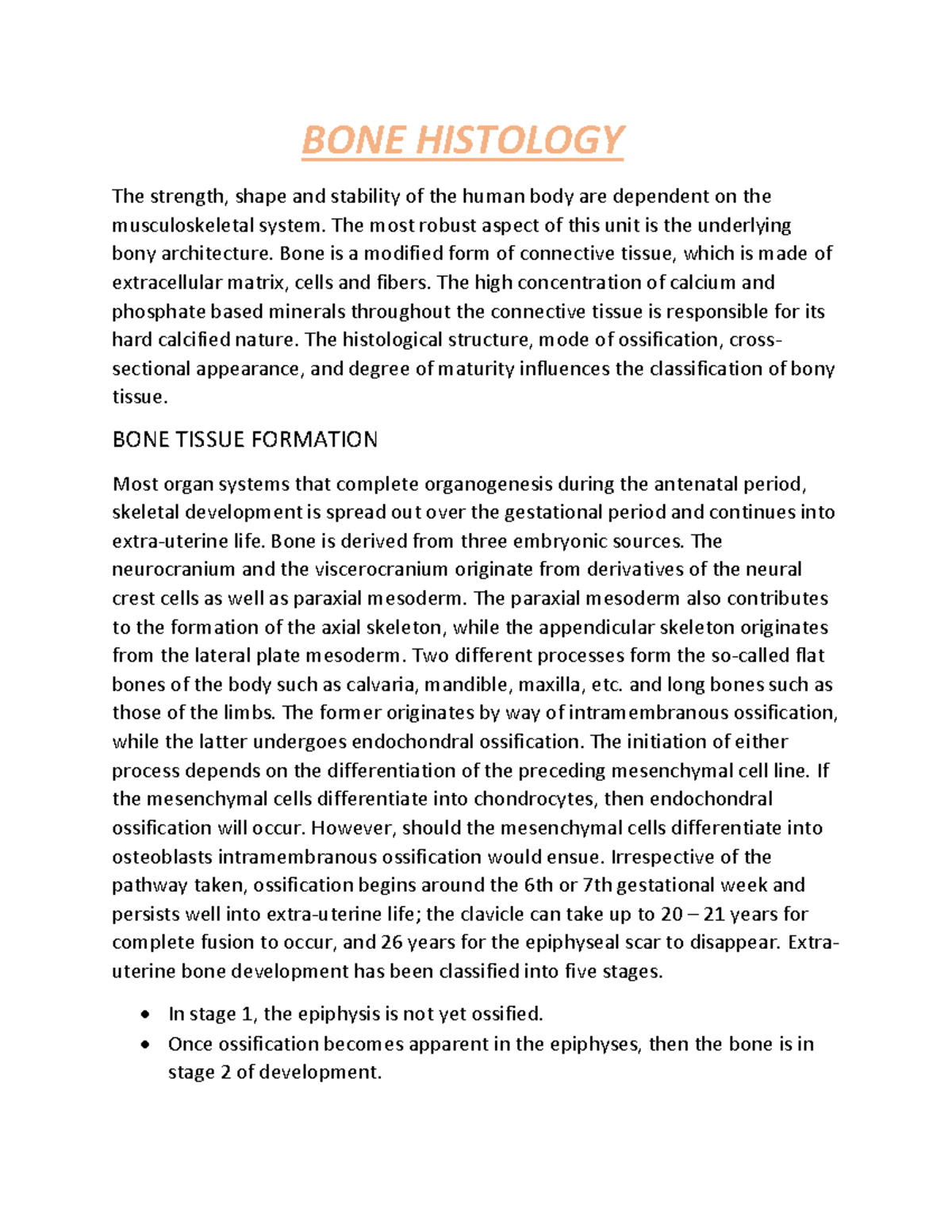 BONE Histology - BONE HISTOLOGY The strength, shape and stability of ...