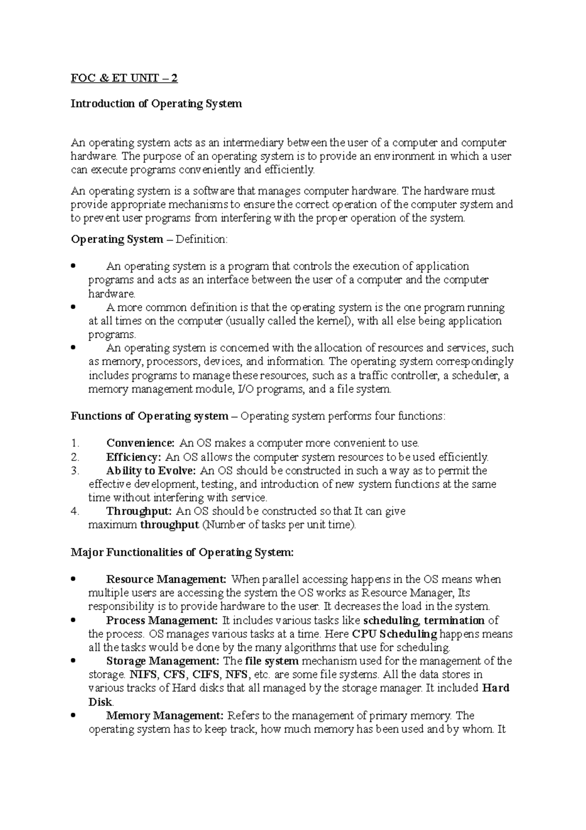 UNIT 2 - Master of computer application - FOC & ET UNIT – 2 ...