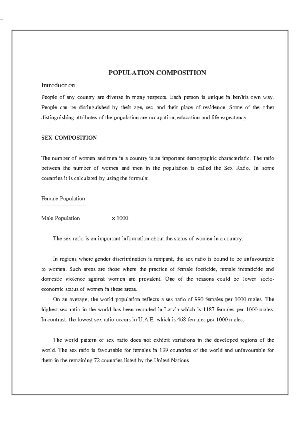 Population and Composition - Chapter- POPULATION COMPOSITION ...