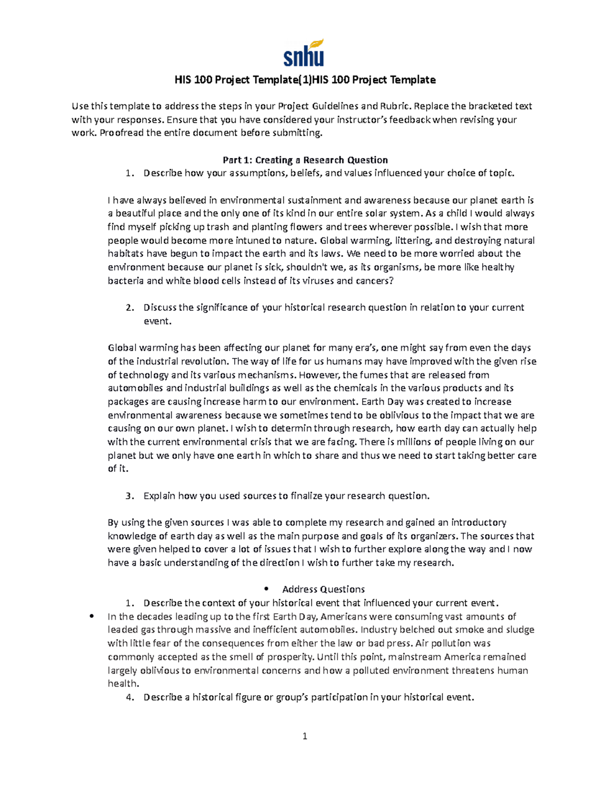 HIS 100 Project Template - HIS 100 Project Template(1)HIS 100 Project Template Use this template ...