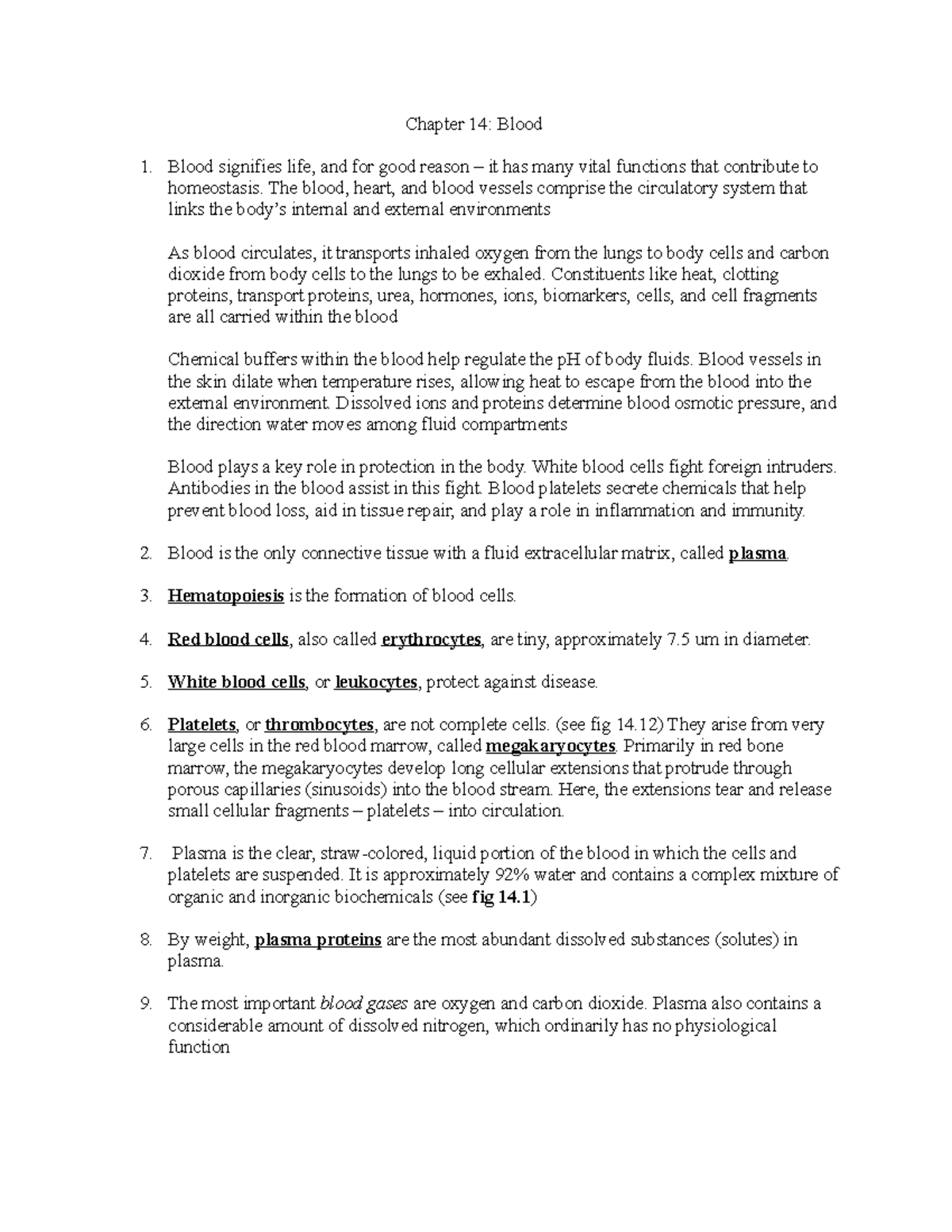 Chapter 14 Blood APHY 102 - Chapter 14: Blood Blood signifies life, and ...