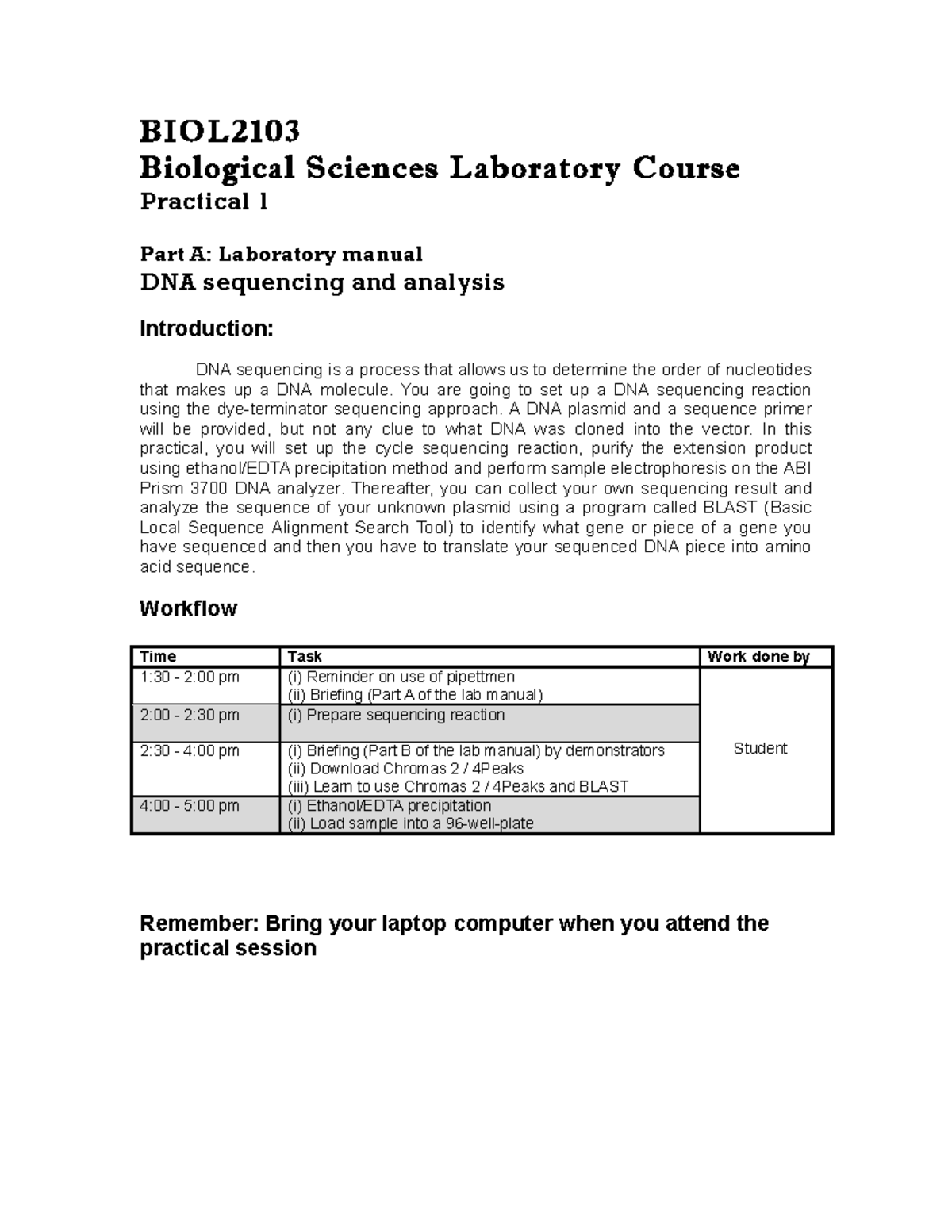 BIOL2103 (lab 1) - BIOL2103 Biological Sciences Laboratory Course ...