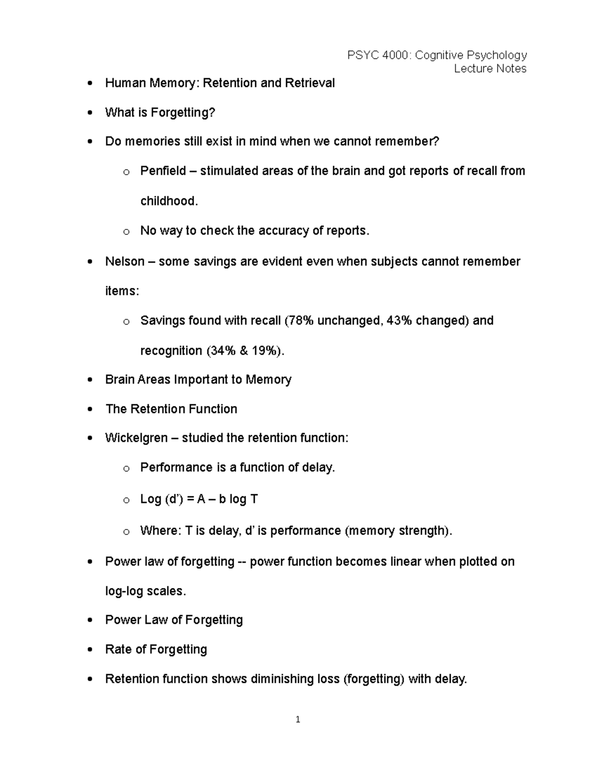 2021-PSYC-4000-Cognitive-Psychology-Human Memory-Notes - Human Memory ...