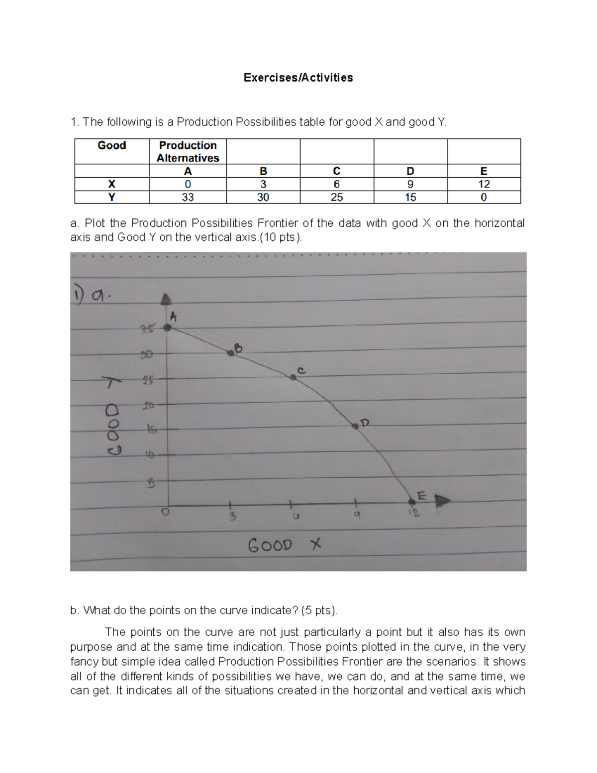 Production Possibilities Frontier Module 1 Exercises Basic ...