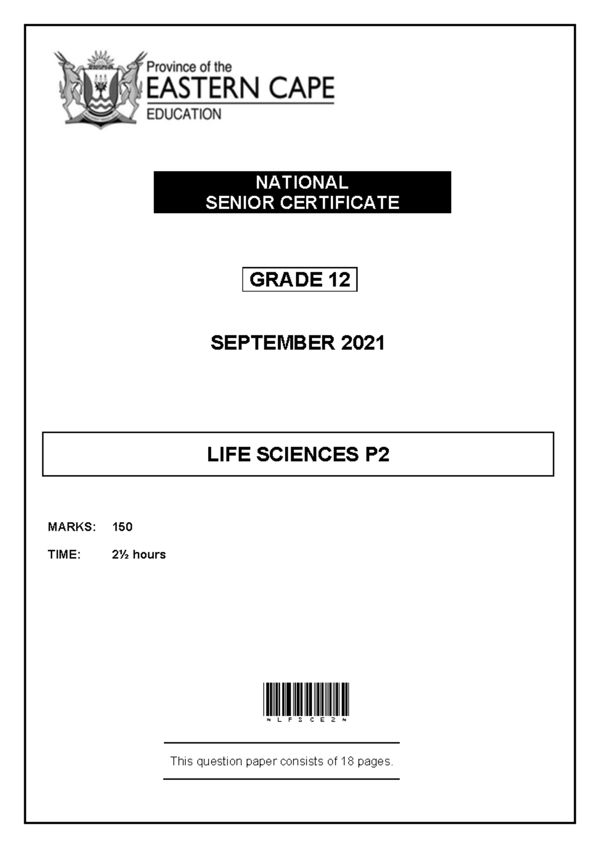LIFE Sciences P2 GR12 QP SEPT2021 ENG D - NATIONAL SENIOR CERTIFICATE ...
