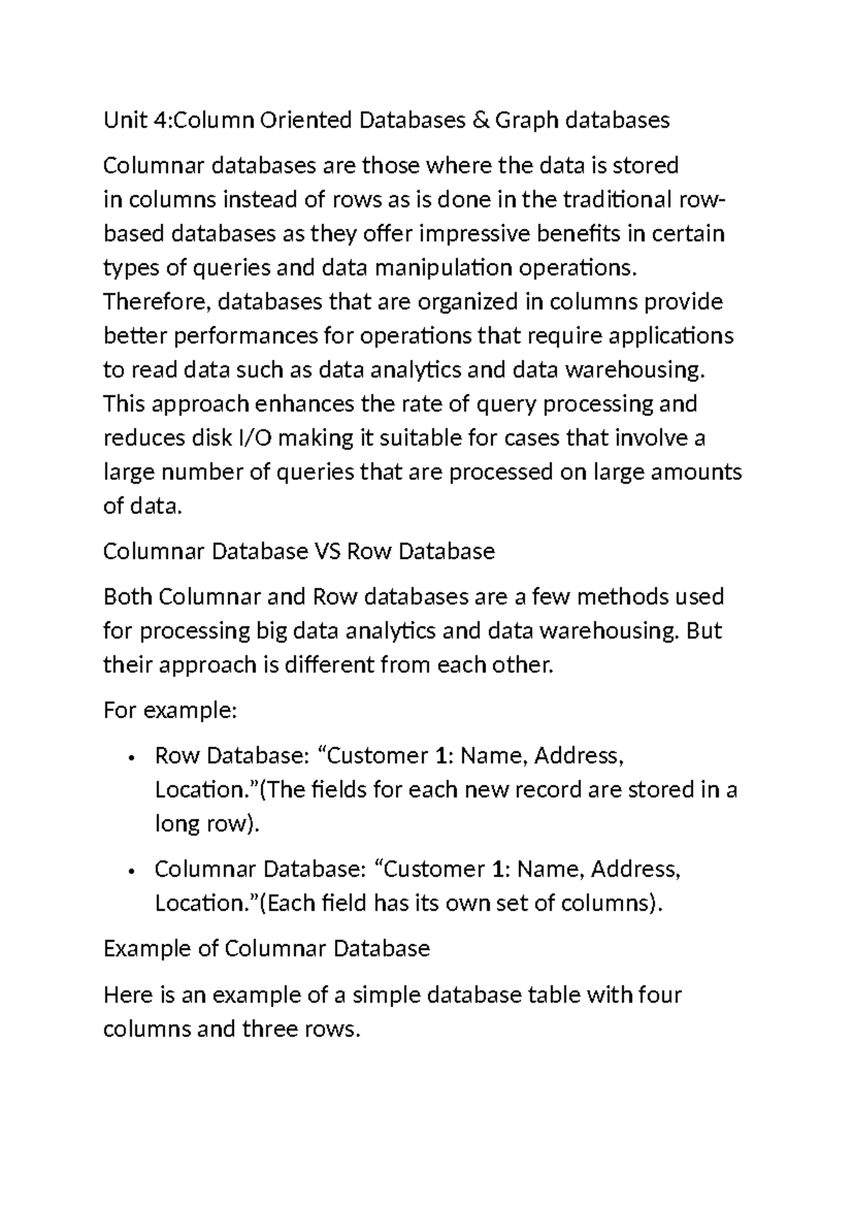 Unit 4 No Sql - notes on sql - Unit 4:Column Oriented Databases & Graph ...