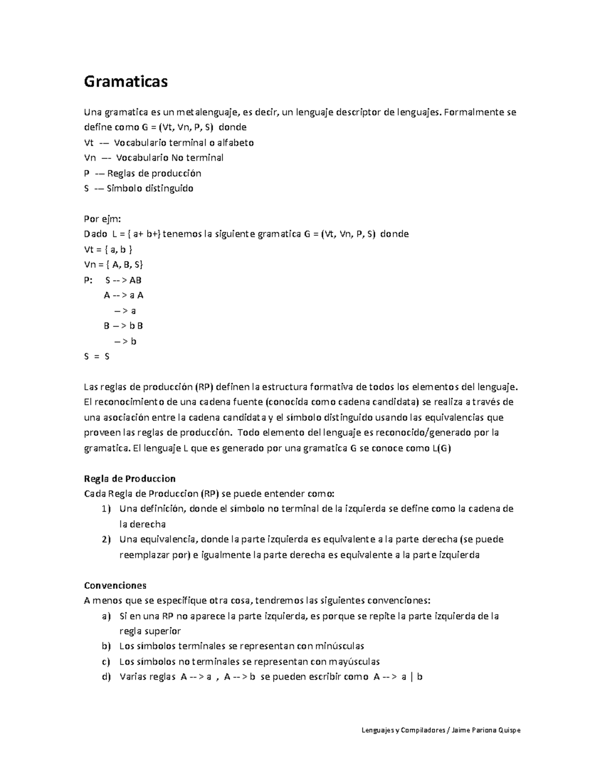 JP05 - Gramaticas - Semana 5 - Gramaticas Una gramatica es un ...