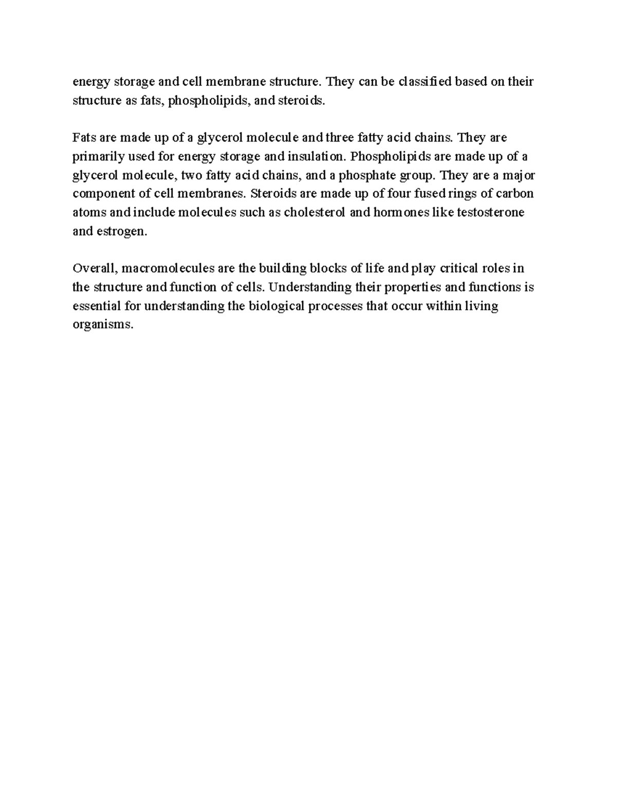 Macromolecules Notes 4- Google Docs - energy storage and cell membrane ...