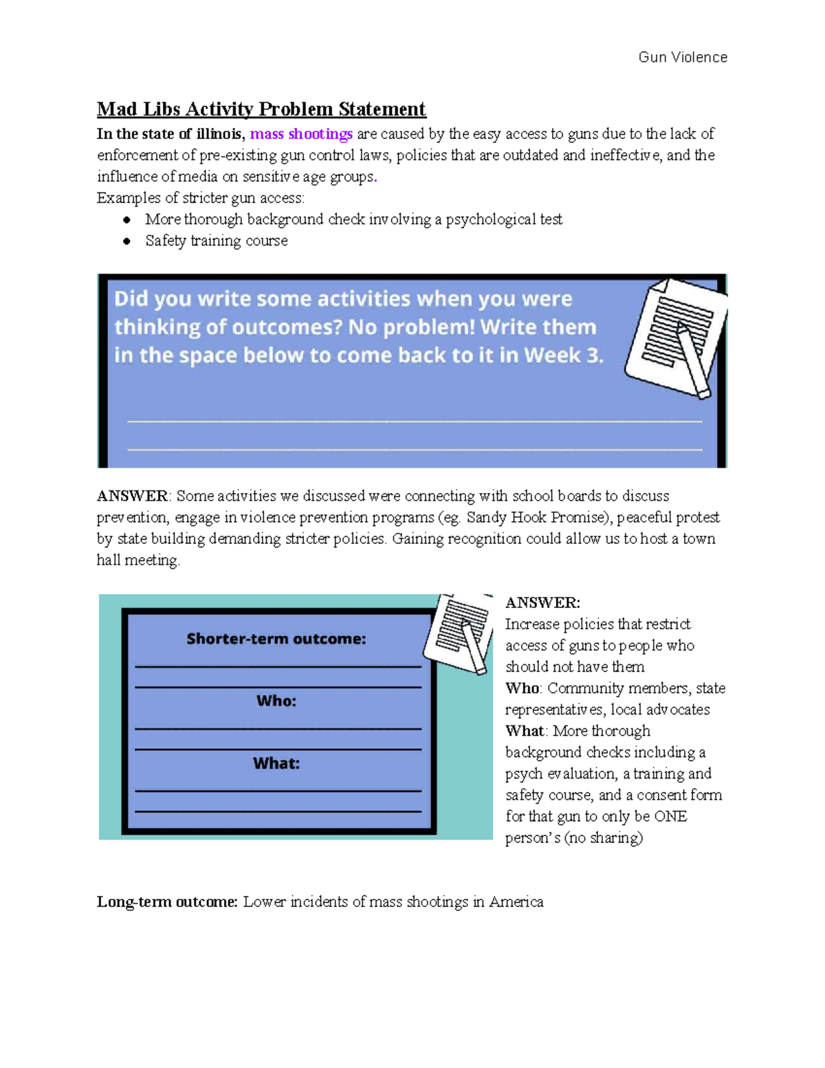 Mad Libs Activity Problem Statement - Gun Violence Mad Libs Activity ...