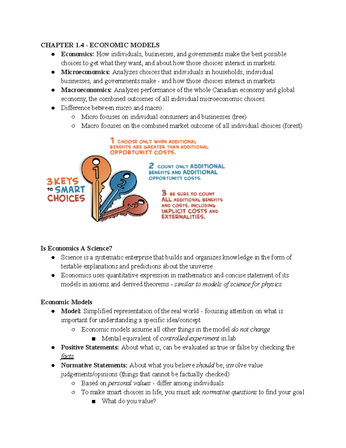 Chapter 1 - WHAT'S IN Economics FOR YOU - CHAPTER 1 - ECONOMIC MODELS ...
