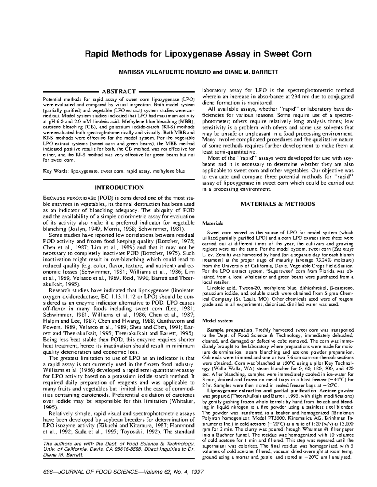 A Rapid Assay Lipox (1997) 234-374 - 696—JOURNAL OF FOOD SCIENCE—Volume ...