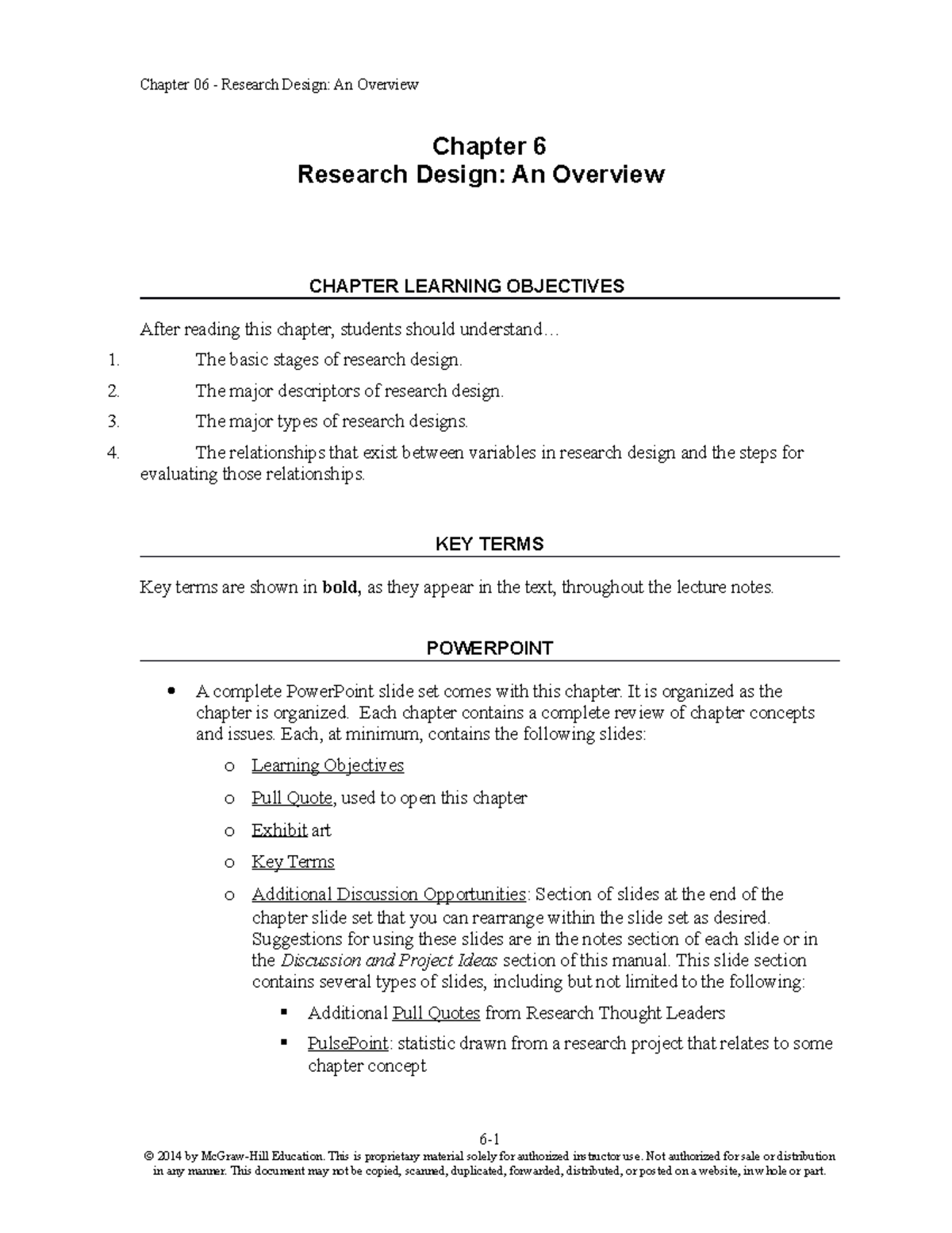 IMChap 006 - Chapter 6 Research Design: An Overview CHAPTER LEARNING ...