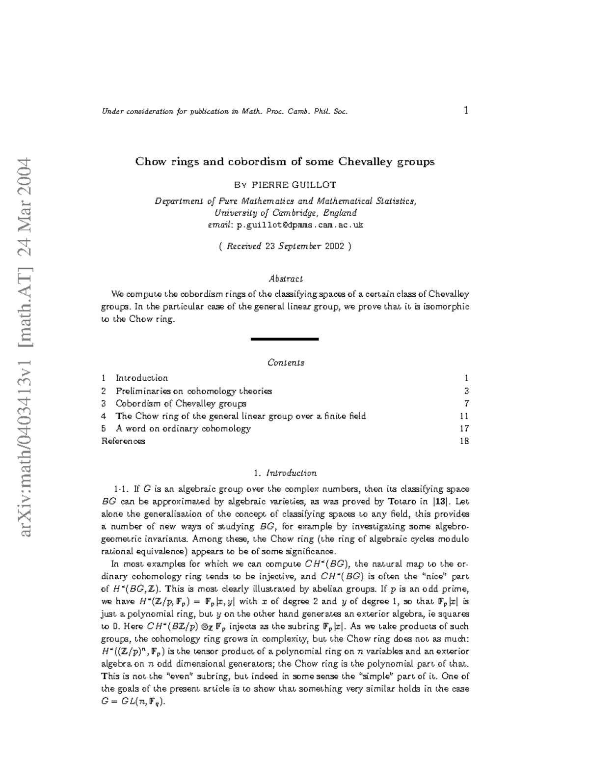 0403413 - Cours - arXiv:math/0403413v1 [math] 24 Mar 2004 Under ...