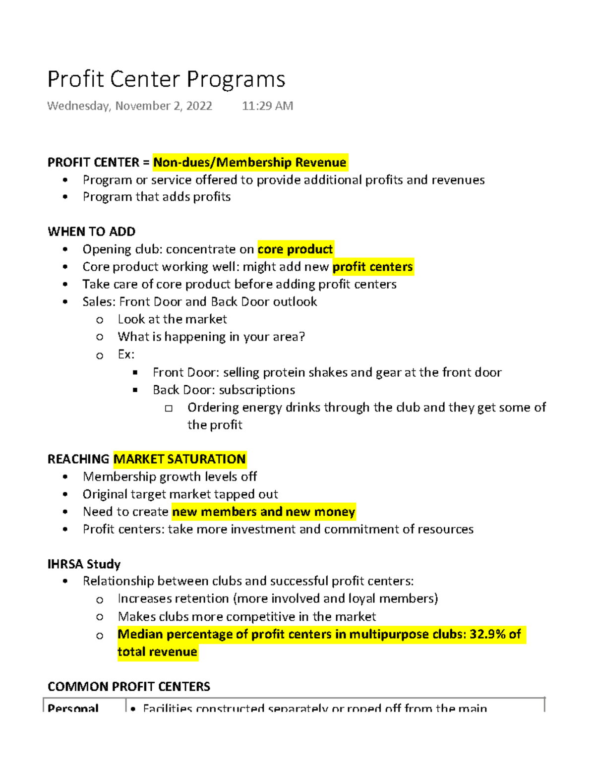 Profit Center Programs - PROFIT CENTER = Non-dues/Membership Revenue ...