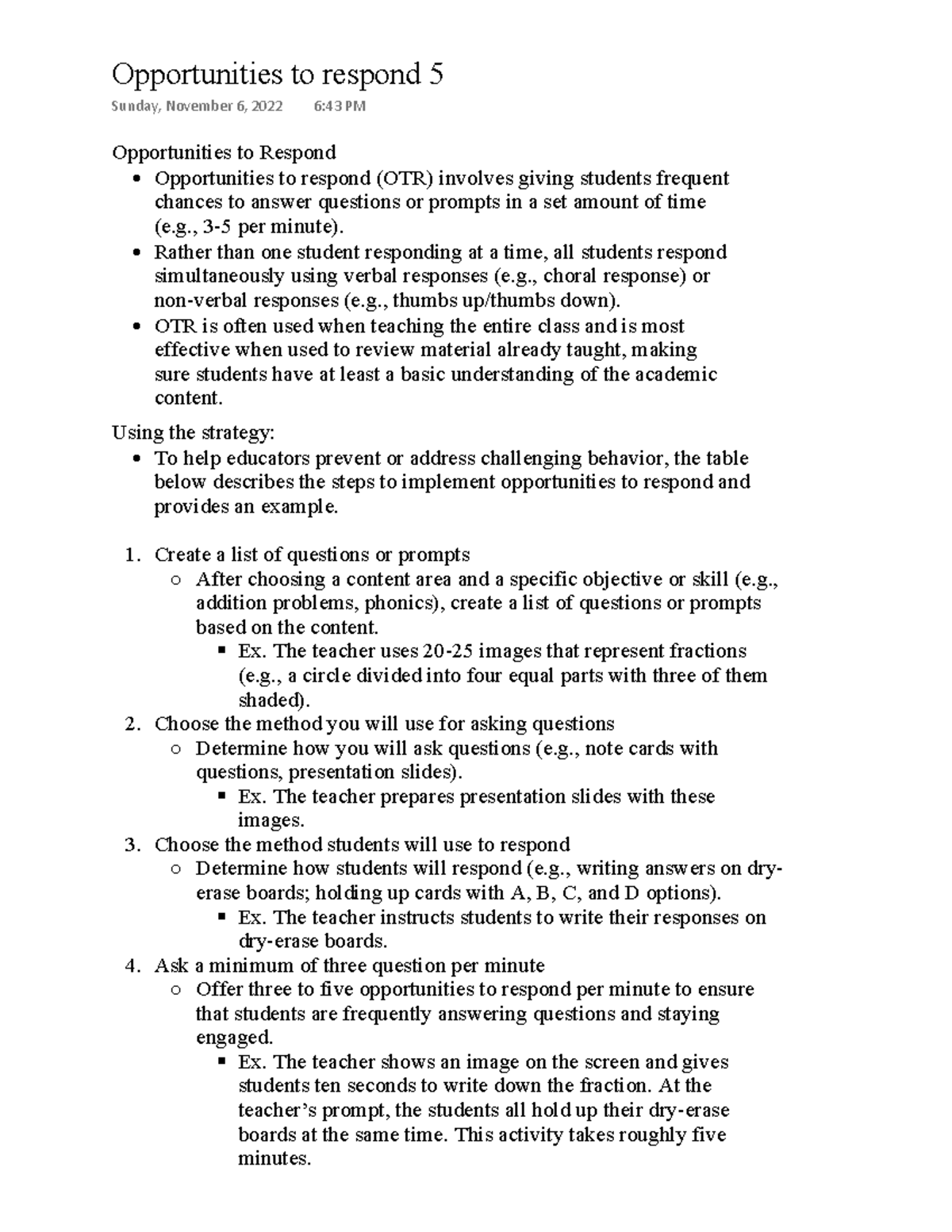 Opportunities to Respond 1 - Opportunities to Respond Opportunities to ...