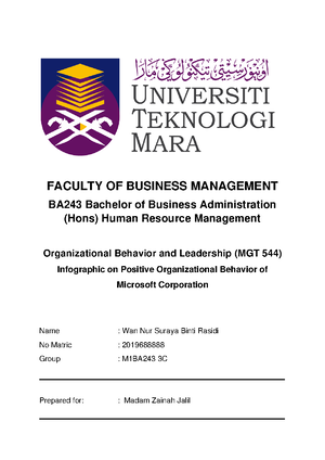 Report - one - FACULTY OF BUSINESS AND MANAGEMENT BA243 - BACHELOR OF ...
