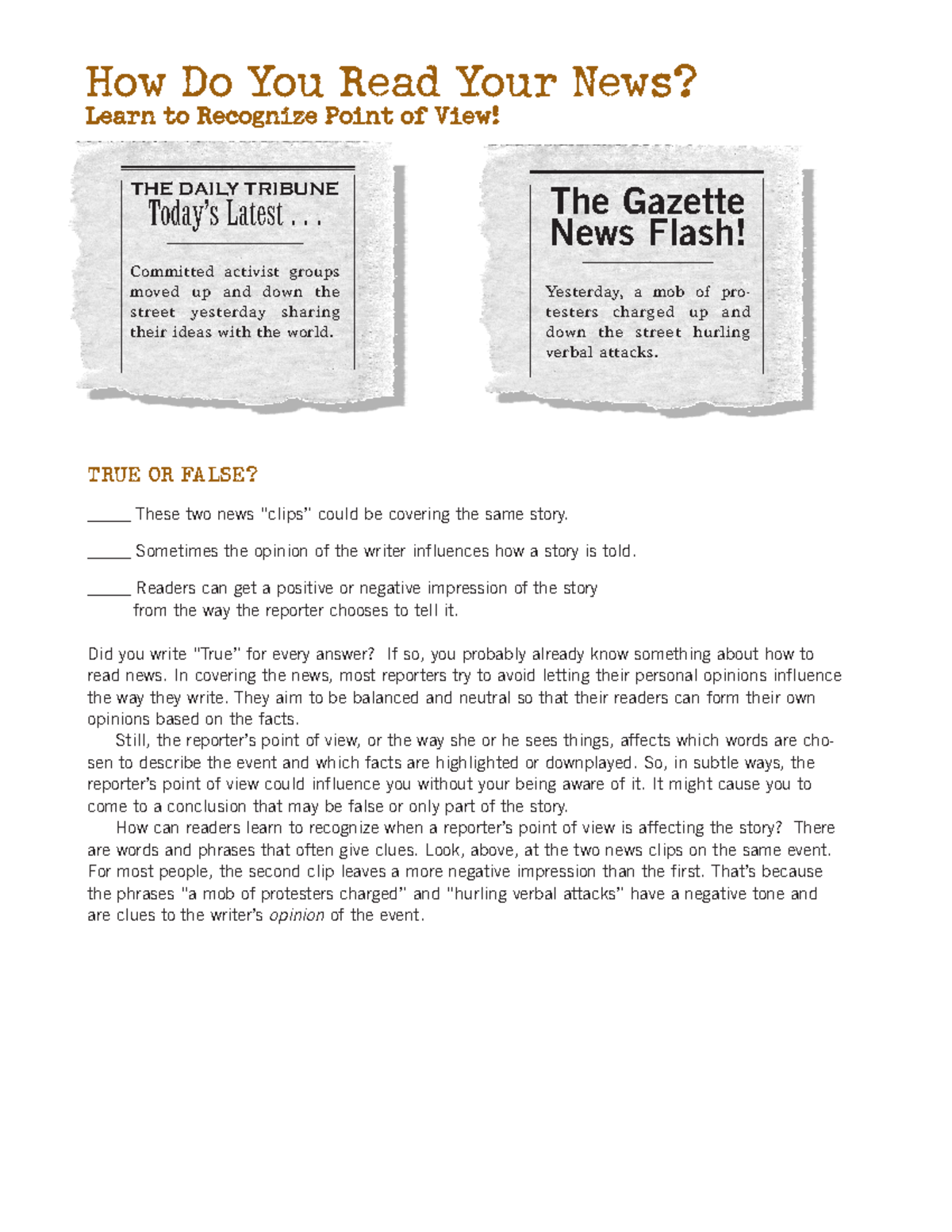 Reading 01 Newspaper - How Do You Read Your News? LLeeaarrnn ttoo ...
