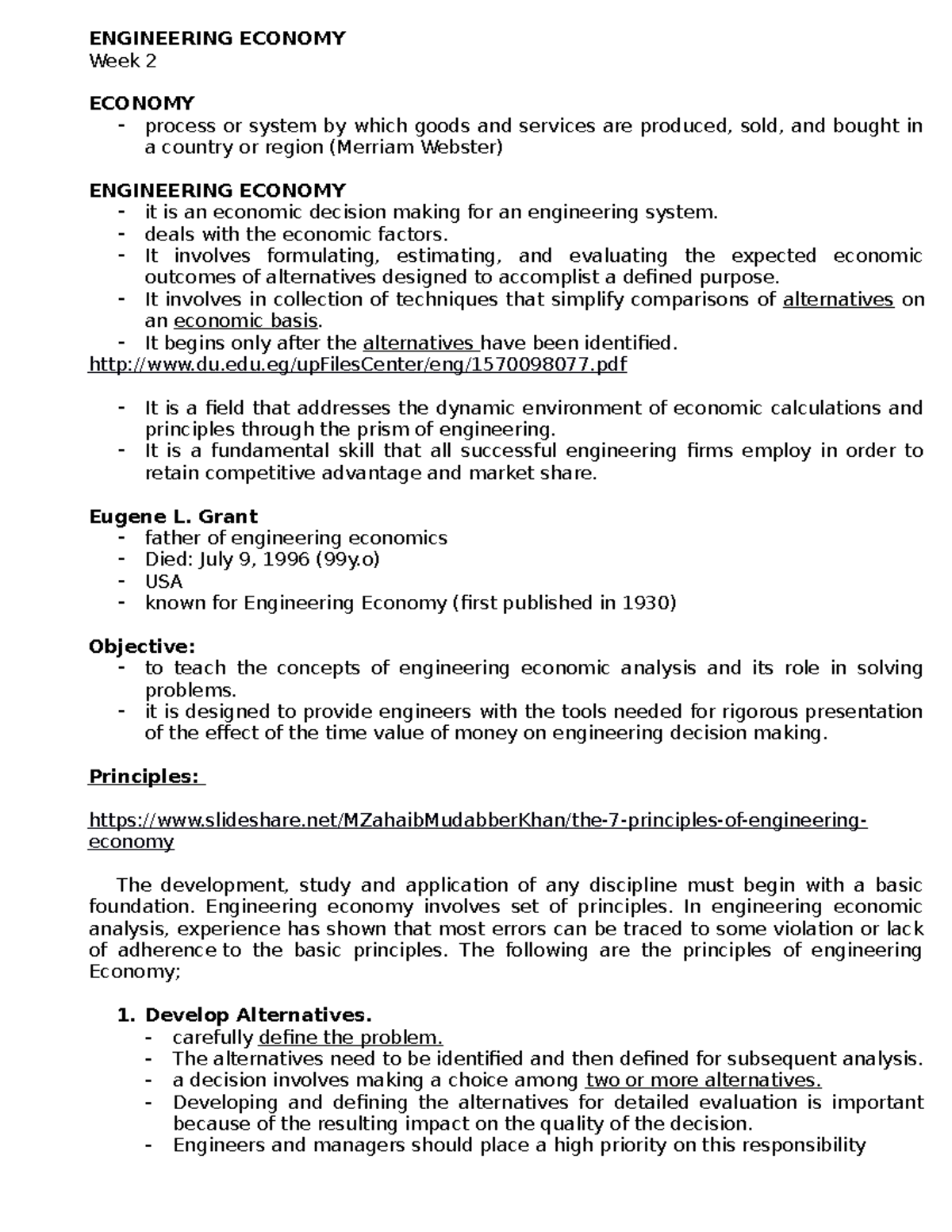 Engineering Economy - Week 2 Lectures - ENGINEERING ECONOMY Week 2 ...
