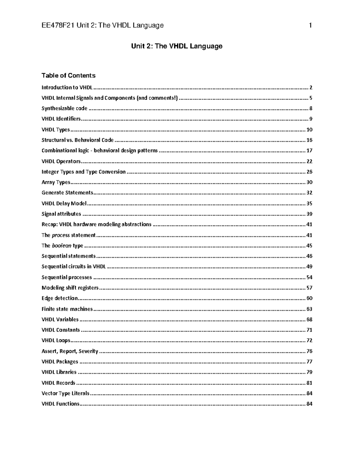 Unit2 VHDL Complete 2021 - Unit 2: The VHDL Language Introduction to ...