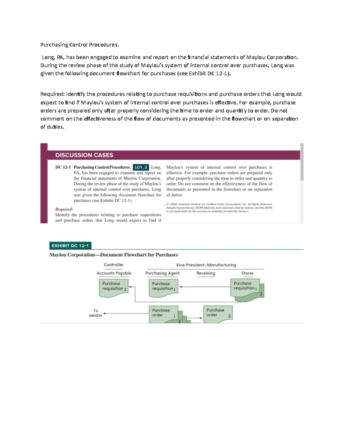 Purchasing Control Procedures question - Purchasing Control Procedures ...