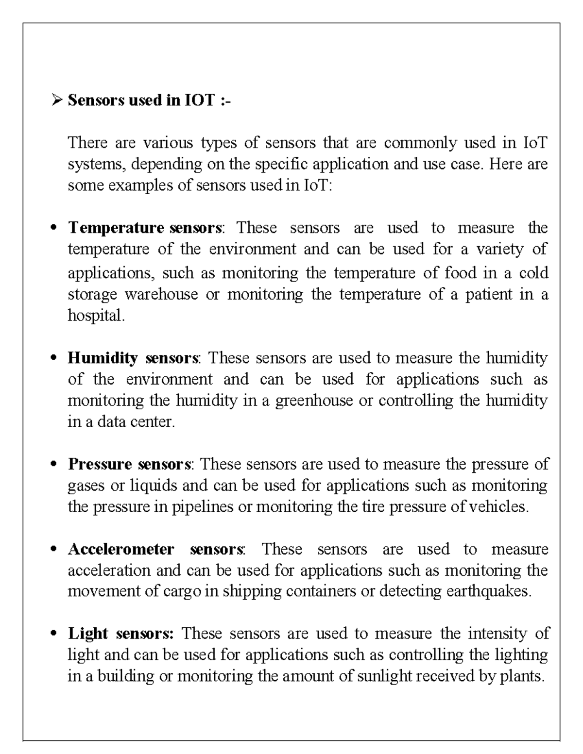 Sensors used in IOT - ppt on iot - Sensors used in IOT :- There are ...