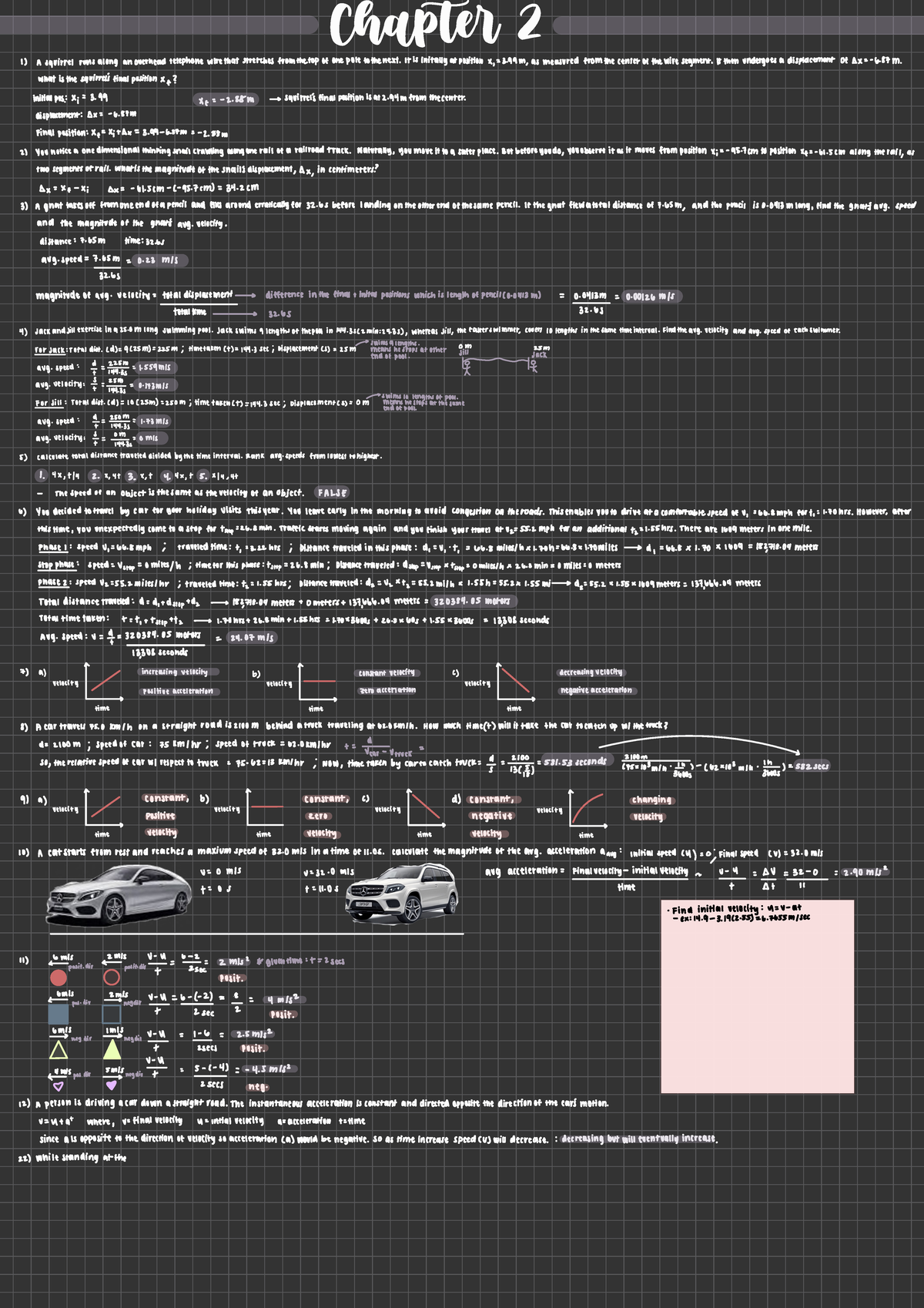 Hw Quiz Assignments - General physics 1 - Chapter 2 1) Asquirrel runs ...