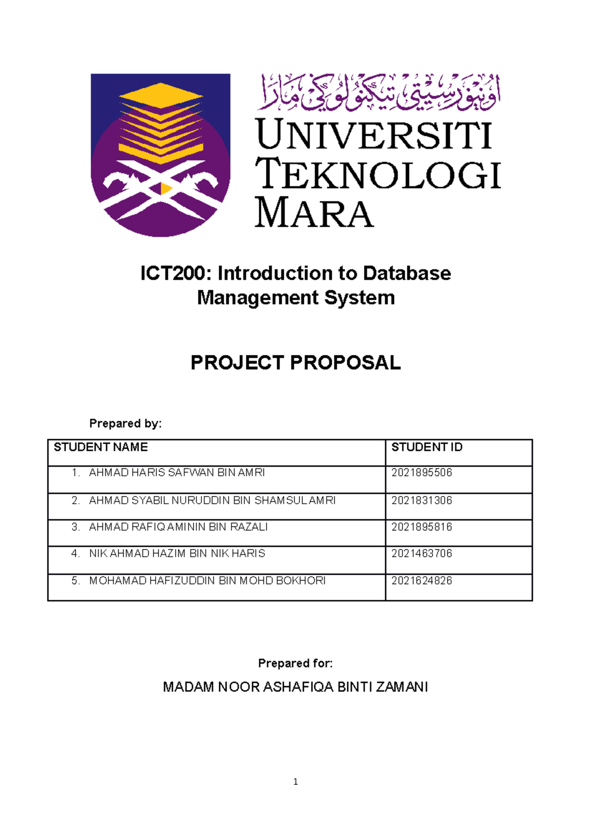 Completed - do not copy - ICT200: Introduction to Database Management ...