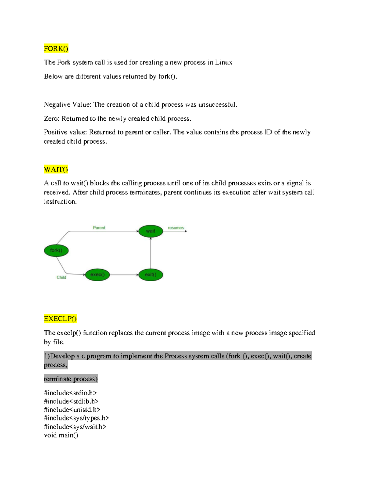OS Lab Manual - operating - FORK() The Fork system call is used for creating a new process in ...