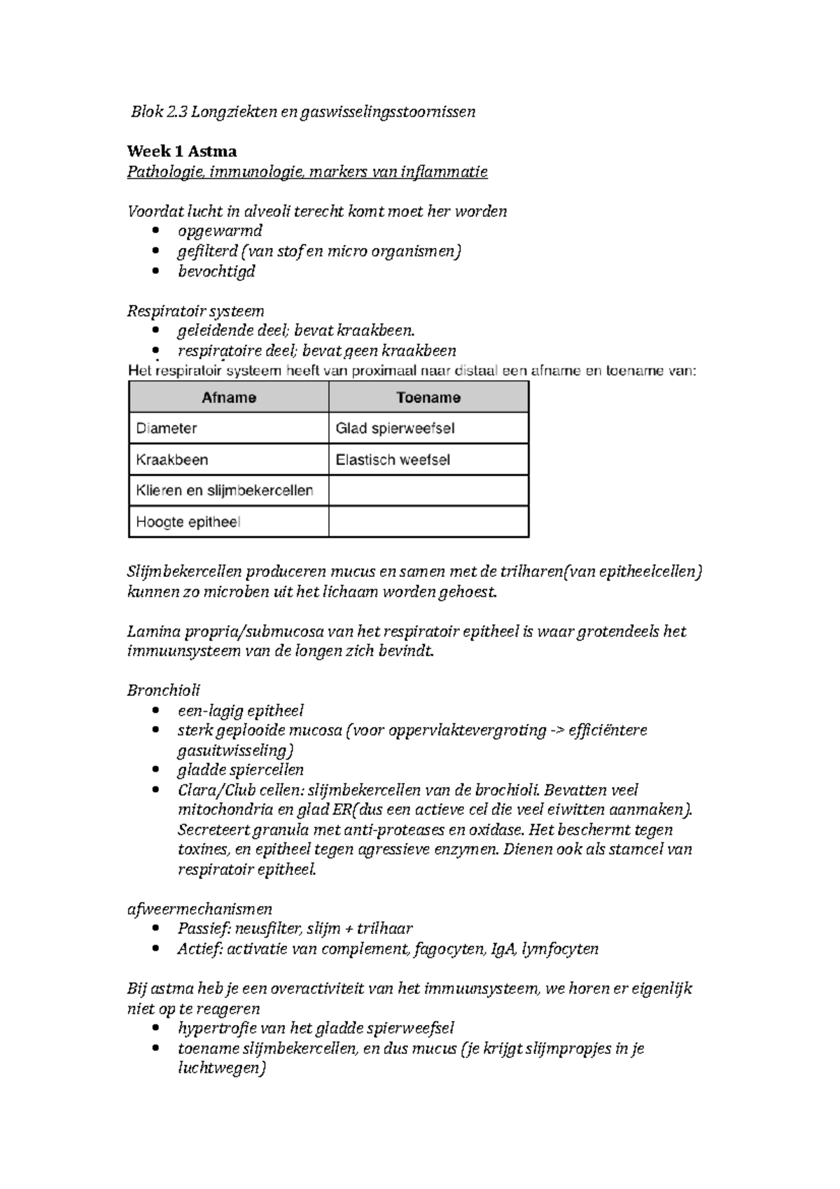 Blok 2.3 Longziekten en gaswisselingstoornissen - respiratoire bevat ...
