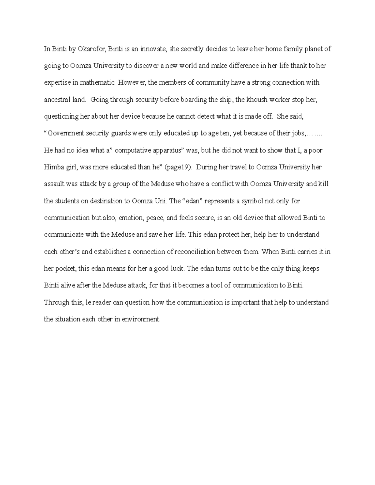 EDAN AND Binti - In Binti by Okarofor, Binti is an innovate, she ...