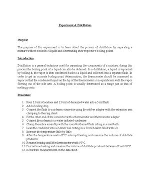 Boiling Point Refractive Index lab report - Experiment 3: Boiling Point/Refractive Index Purpose ...