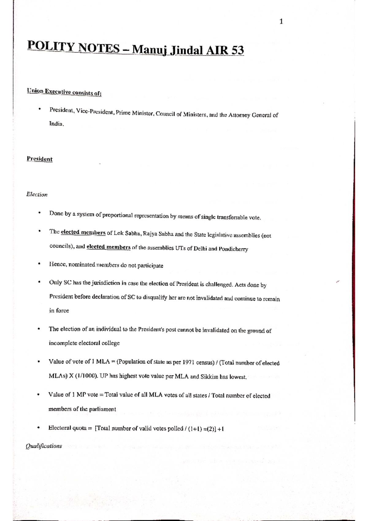 Polity notes for college semester and quick revision for upsc and other ...