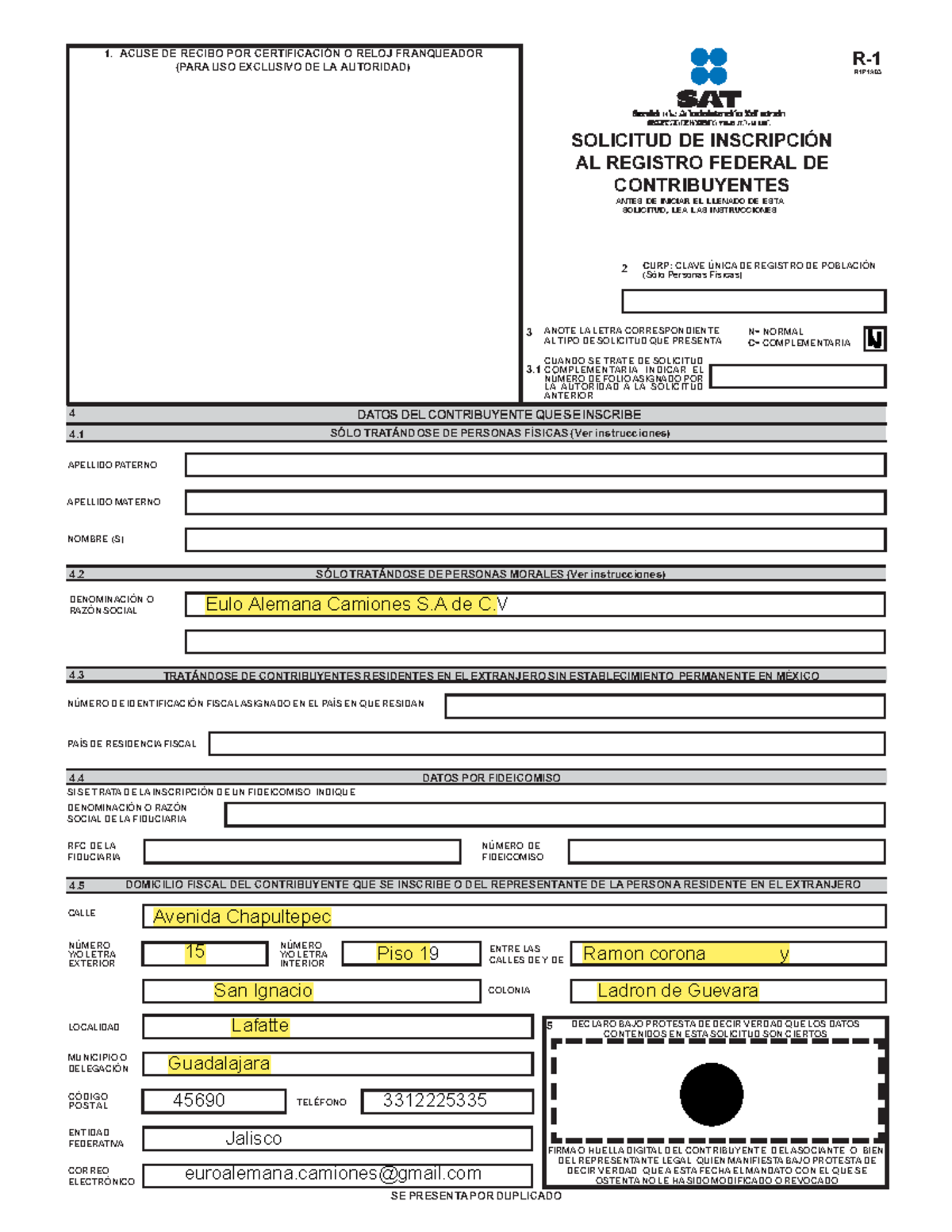 Formulario SAT - ANTES DE INICIAR EL LLENADO DE ESTA SOLICITUD, LEA LAS ...