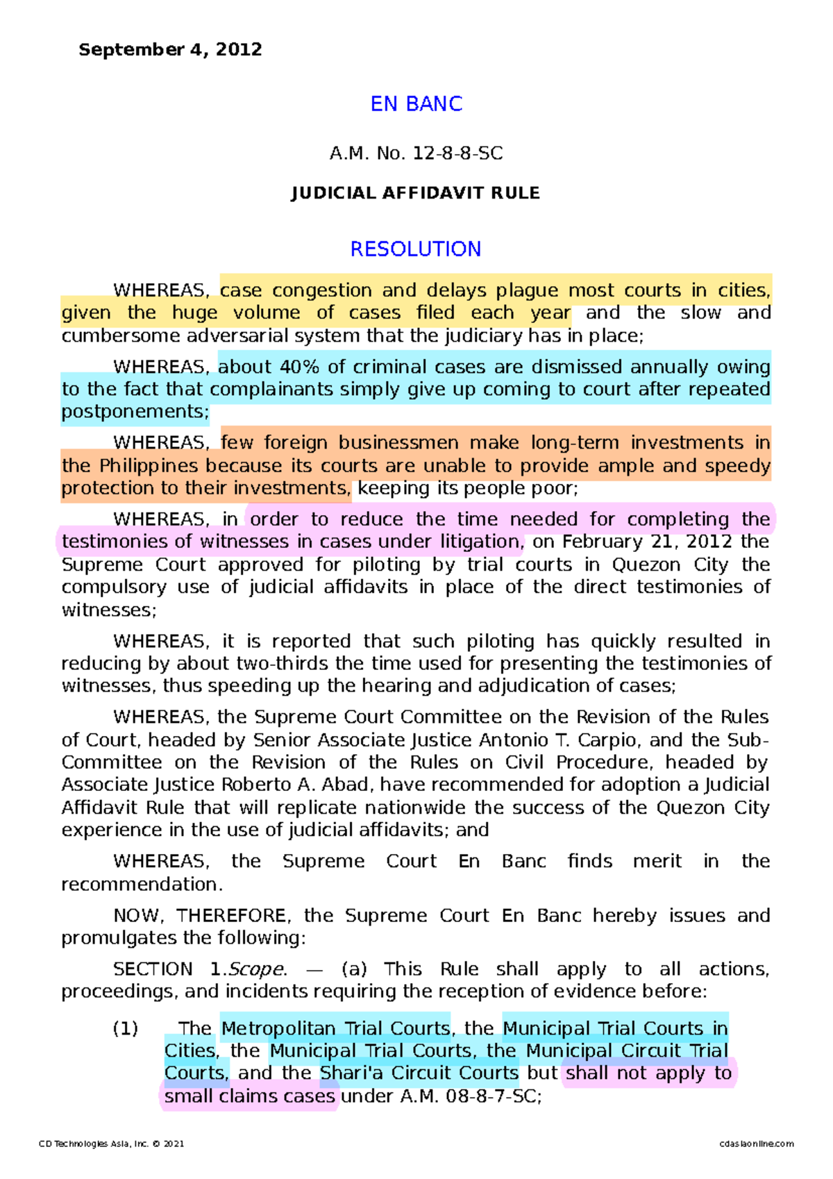 A.M. No. 12-8-8-SC (Judicial Affidavit Rule, A.M. No. 12-8-8-SC ...