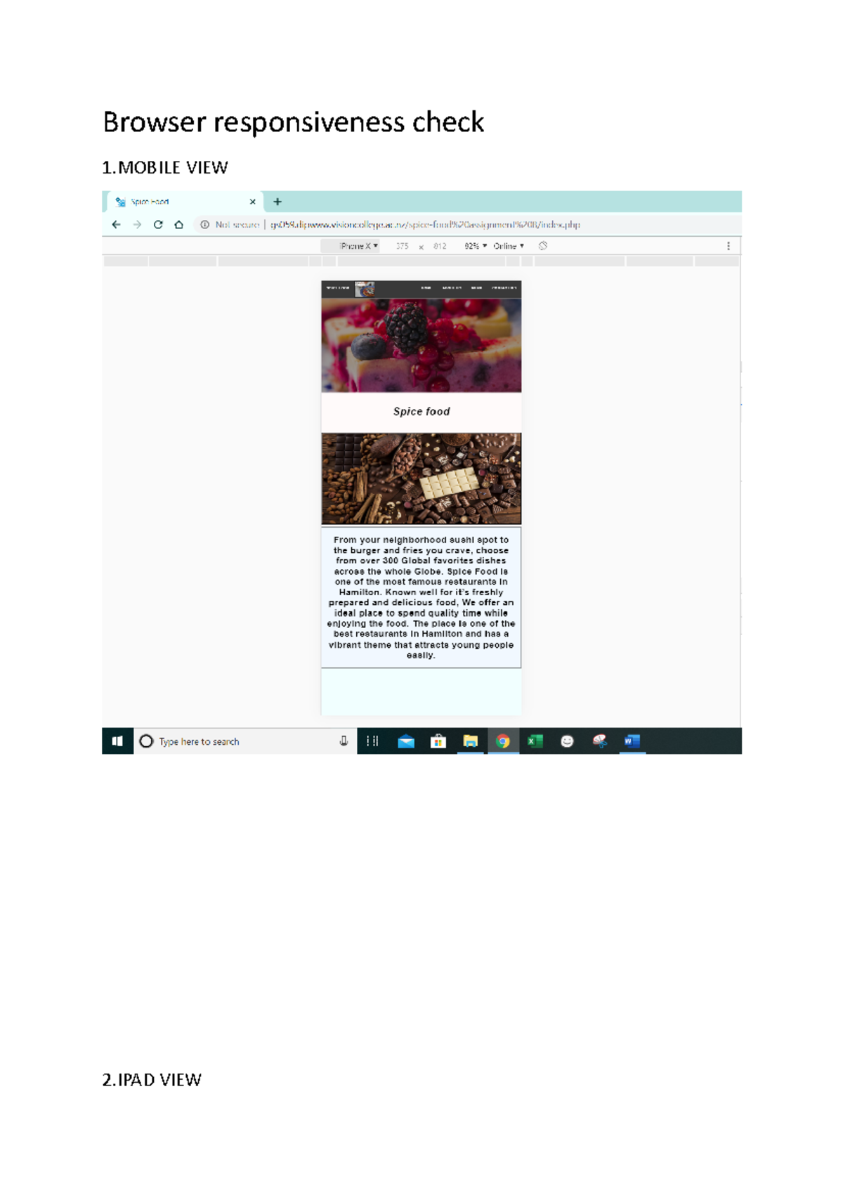 Testing assignment 8 - Browser responsiveness check 1 VIEW 2 VIEW 3 ...
