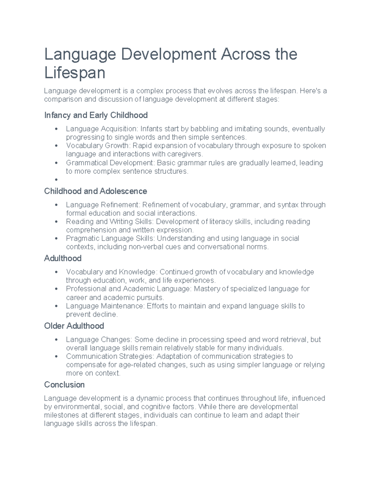 Language Development Across the Lifespan - Language Development Across ...